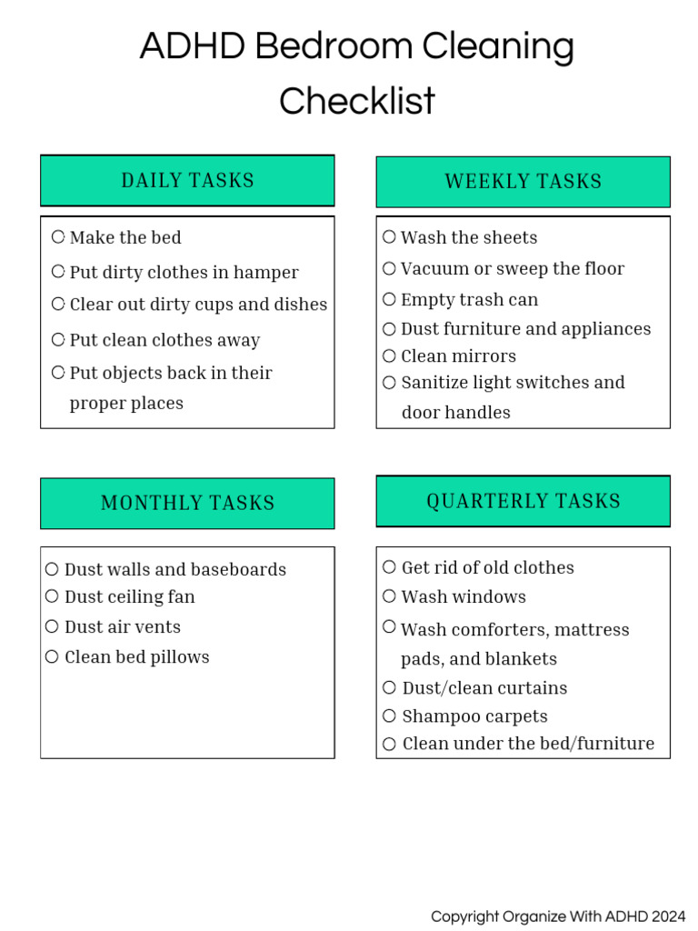 Bedroom Cleaning Checklist | PDF