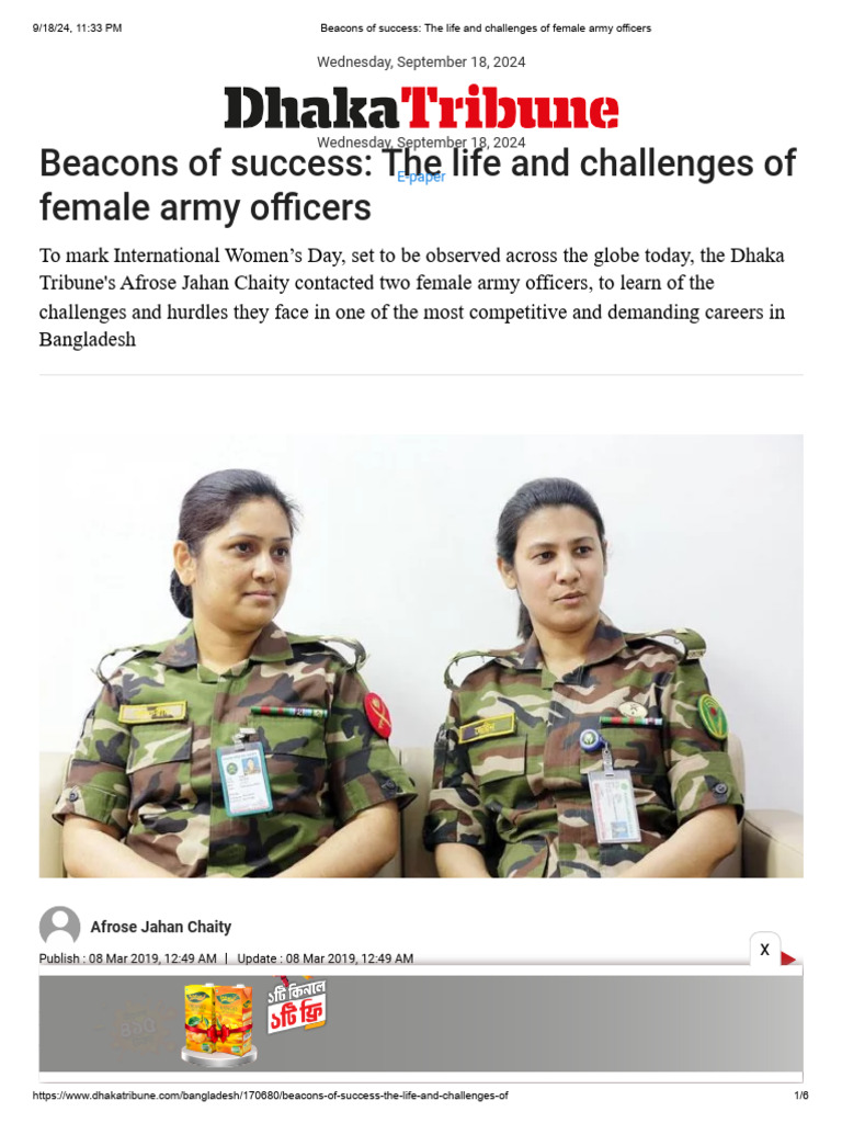 Female Army Officers' Journey in Bangladesh | PDF