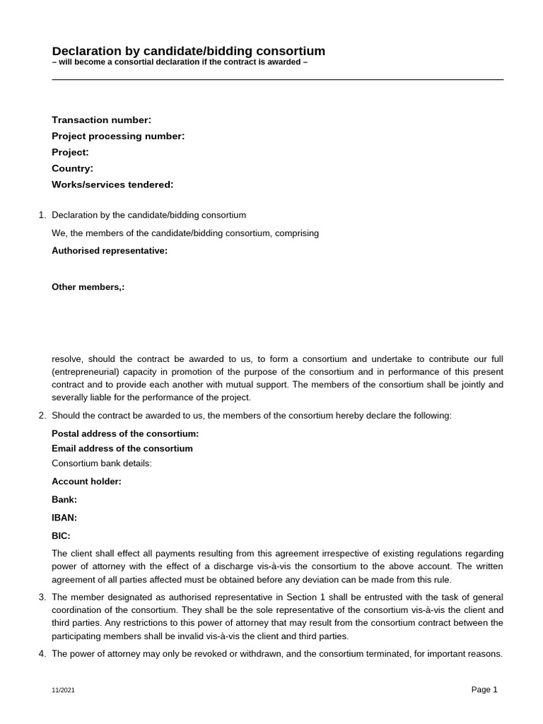 Consortium Declaration for Contract Award | PDF | Consortium | Civil ...