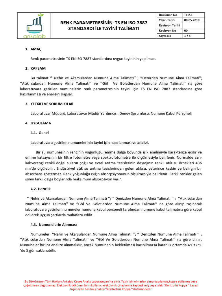 Tl.156 Ts en Iso 7887 Renk Tali̇mat | PDF