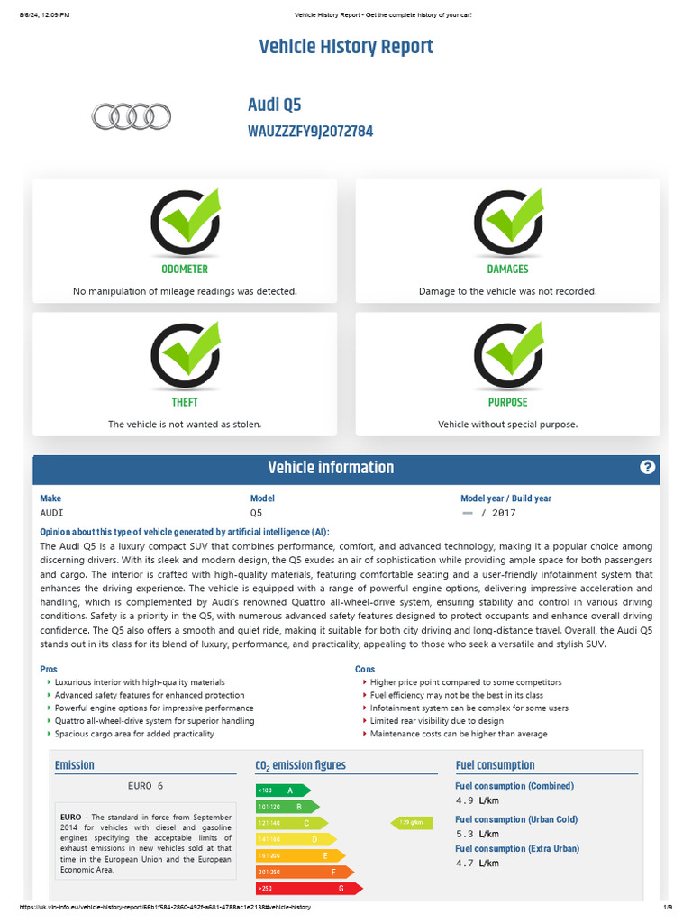Vehicle History Report - Get The Complete History of Your Car! | PDF ...