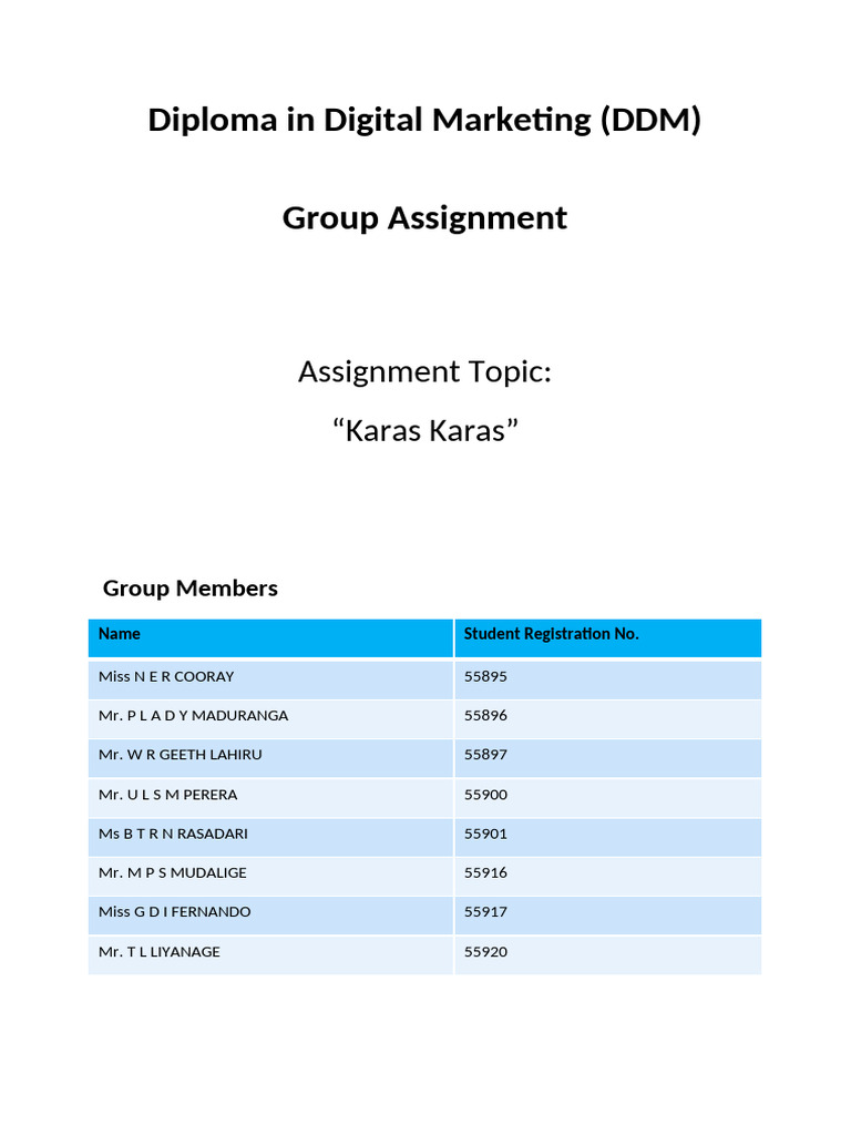 Diploma in Digital Marketing (DDM) - DDM Group (N) Assignment | PDF | Brand | Target Audience