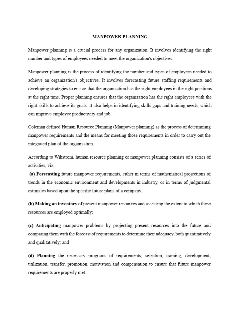 Manpower Planning | PDF | Human Resources | Human Resource Management