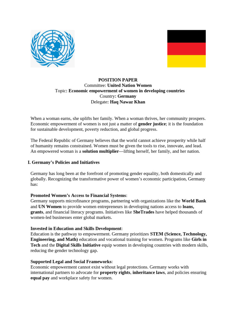 POSITION PAPER Germany | PDF | Empowerment | Woman
