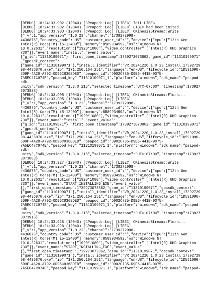 Debug Logs for Game Installation | PDF | Windows Nt | Central Processing Unit