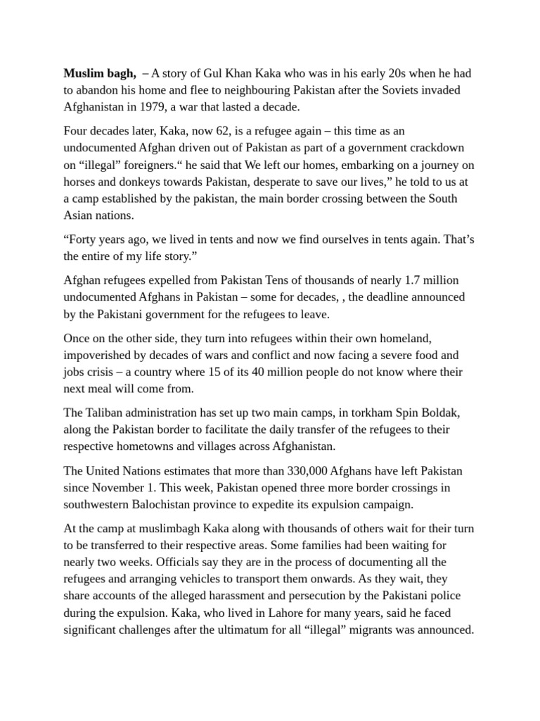 Afghan Refugges Issues by Shahzaib | PDF | Pakistan | Afghanistan