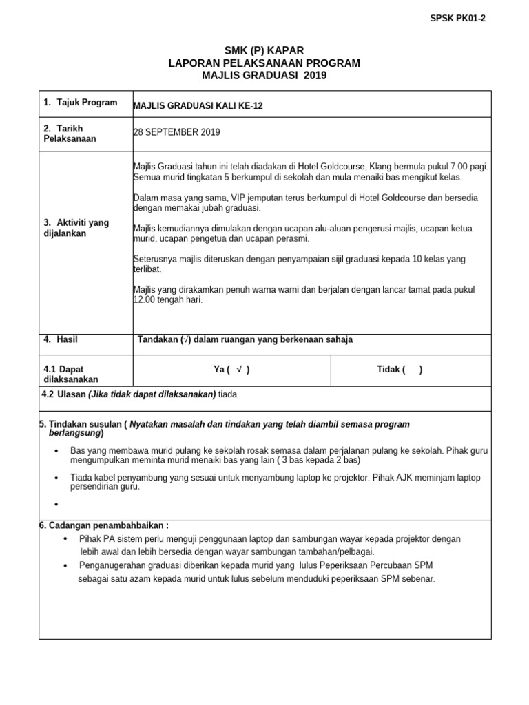 Contoh Format Laporan Panitia | PDF
