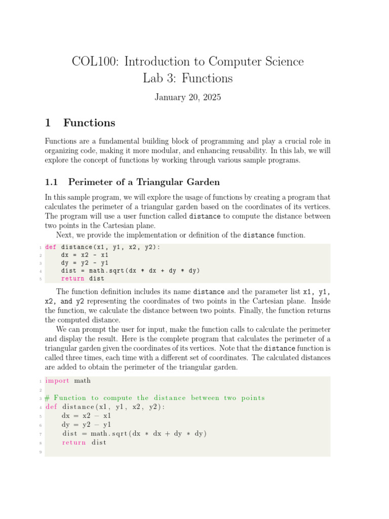 2024 25 COL100 Lab 3 Function | PDF | Norm (Mathematics) | Vector Space