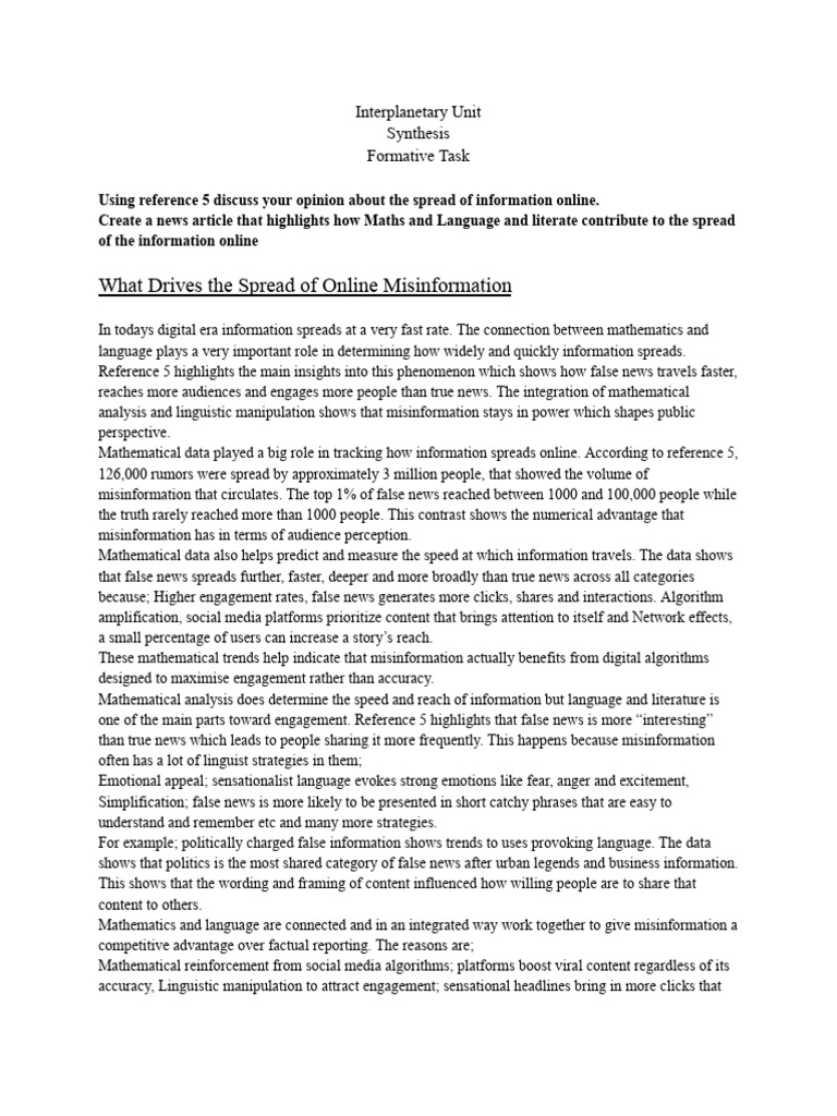 Hamza - Synthesis Formative | PDF | News | Cognition