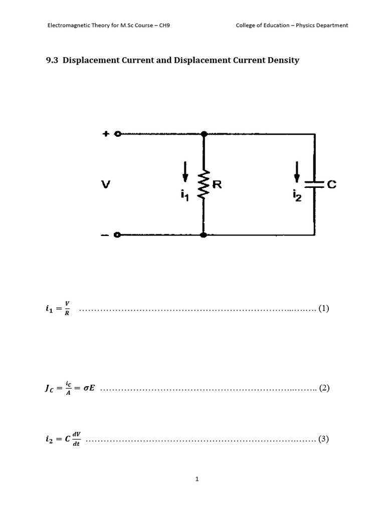 Displacement Current in Electromagnetism | PDF | Capacitor | Dielectric