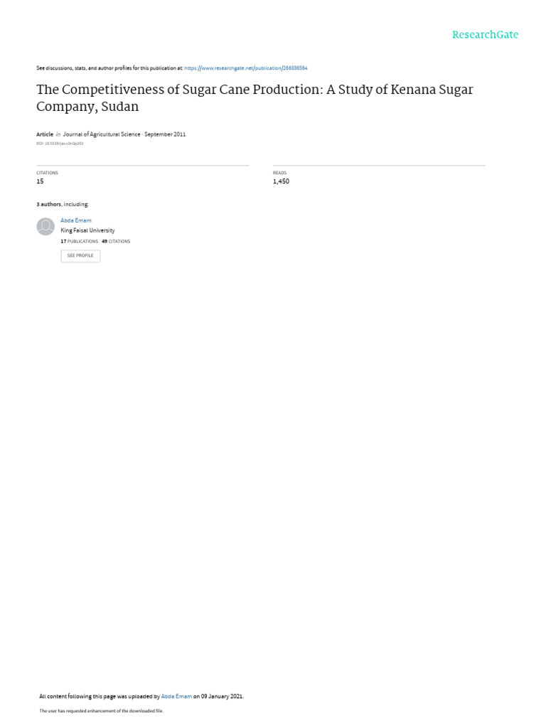 The_Competitiveness_of_Sugar_Cane_Production_A_Stu | PDF | Labour ...