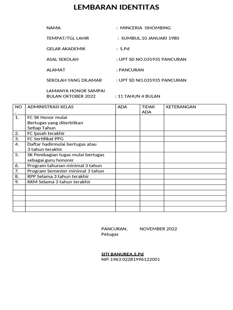 Lembaran Identitas | PDF