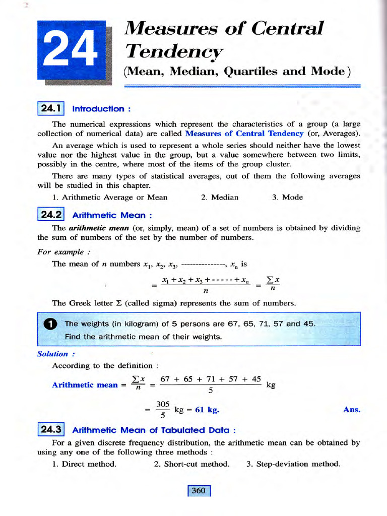 Chapter 24 Measures of Central Tendency | PDF