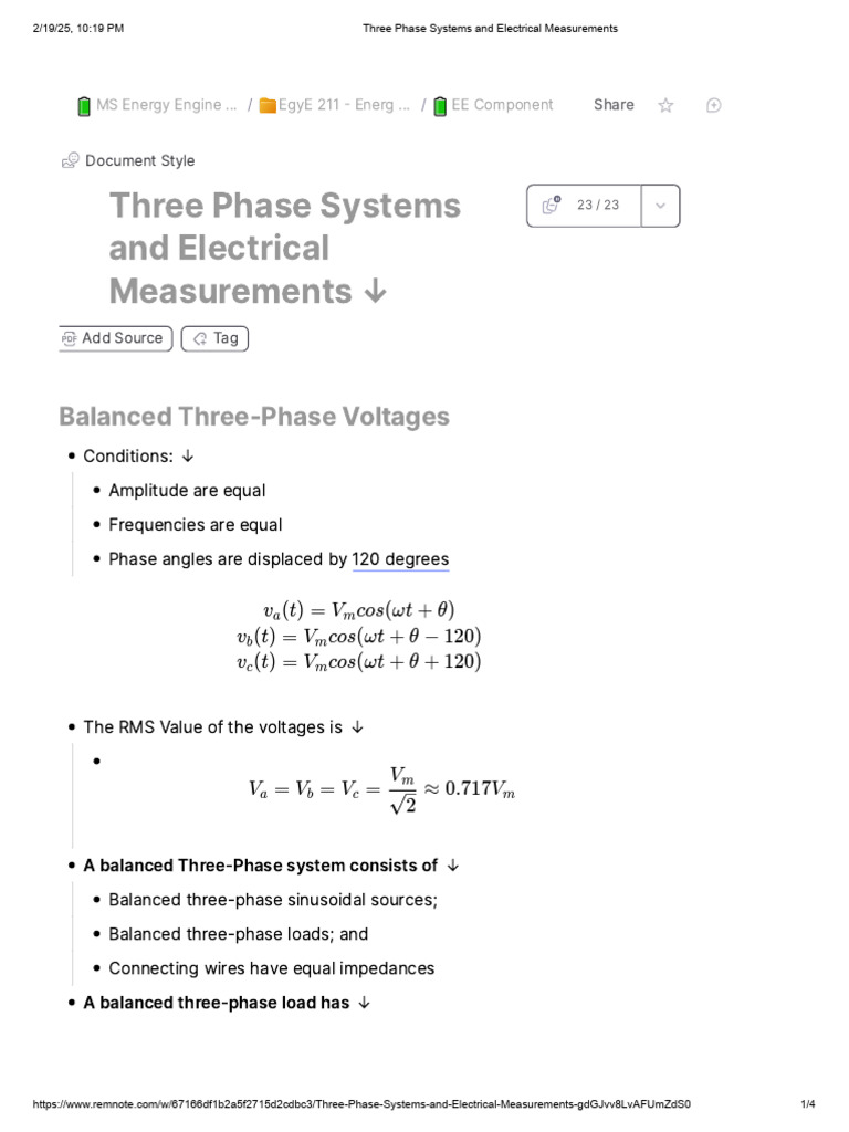 Three Phase Systems and Electrical Measurements | PDF | Ac Power ...