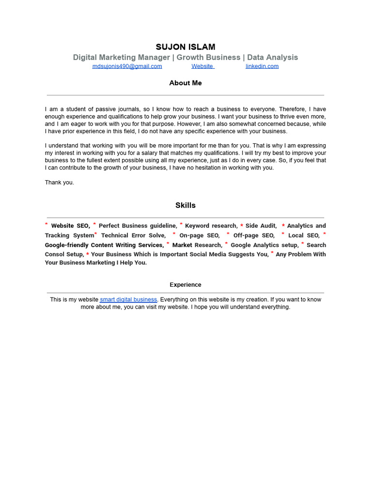 Sujon Islam CV | PDF
