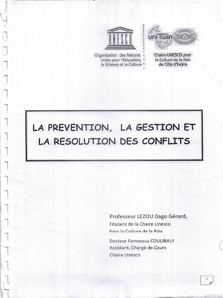 La Prevention, La Gestion Et La Resolution Des Conflits | PDF