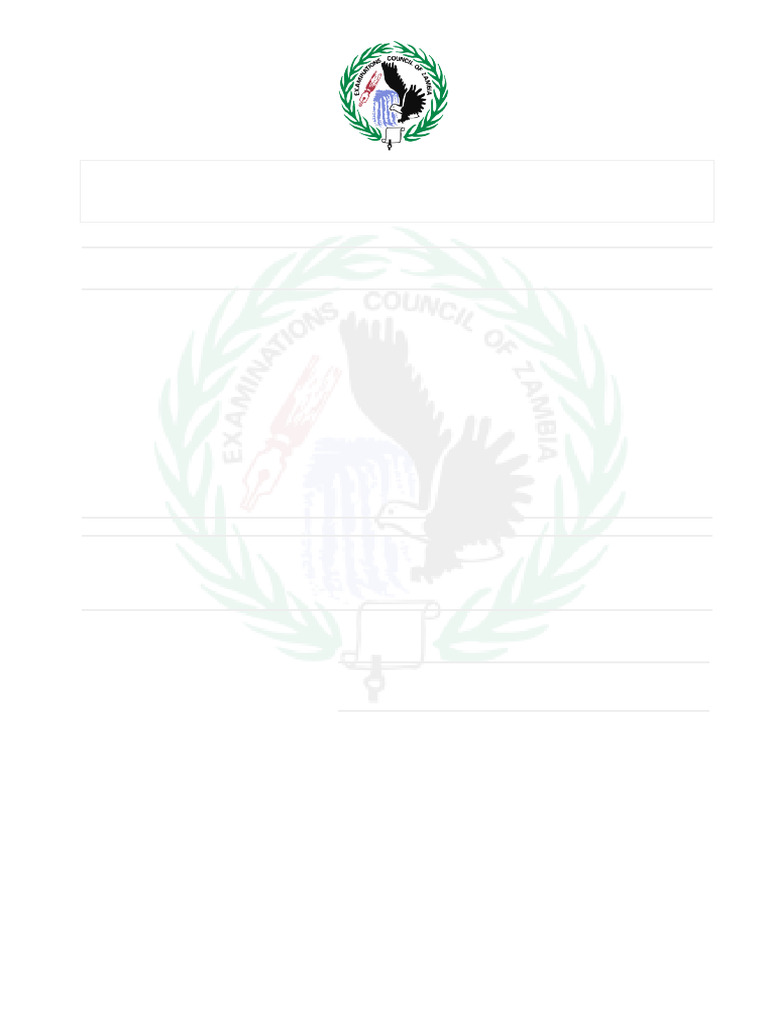 GCE Exam Registration Receipt - Zambia | PDF