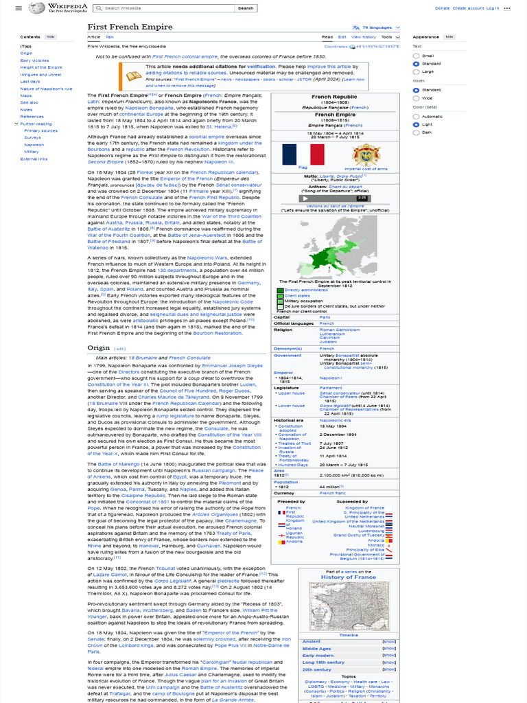 The Empire of The French | PDF | First French Empire | Napoleon