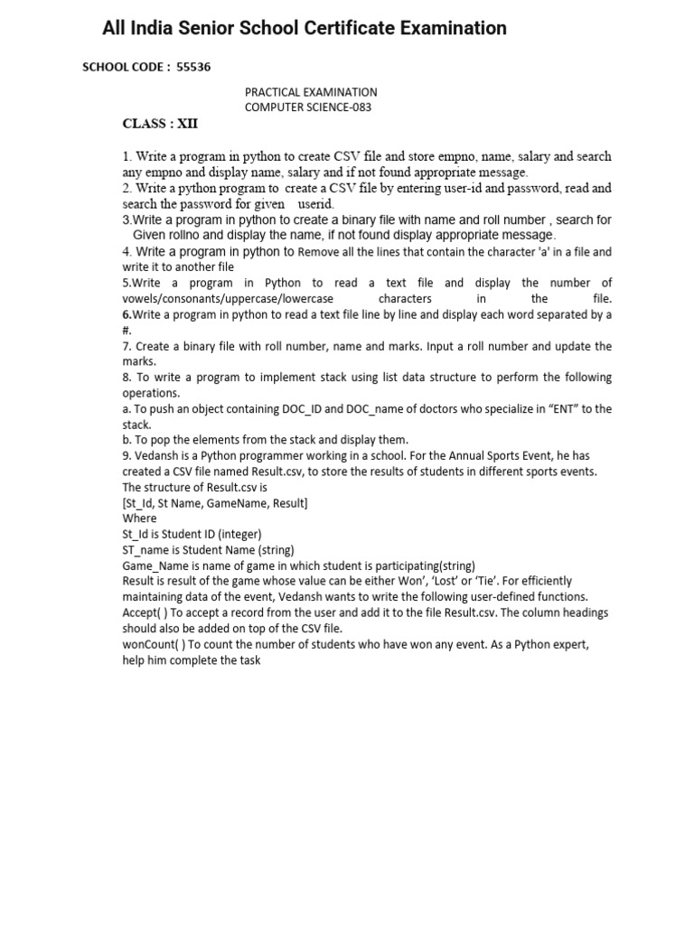 Master QP 2024-2025 Board Prac Computer Science | PDF | Sql | Comma Separated Values