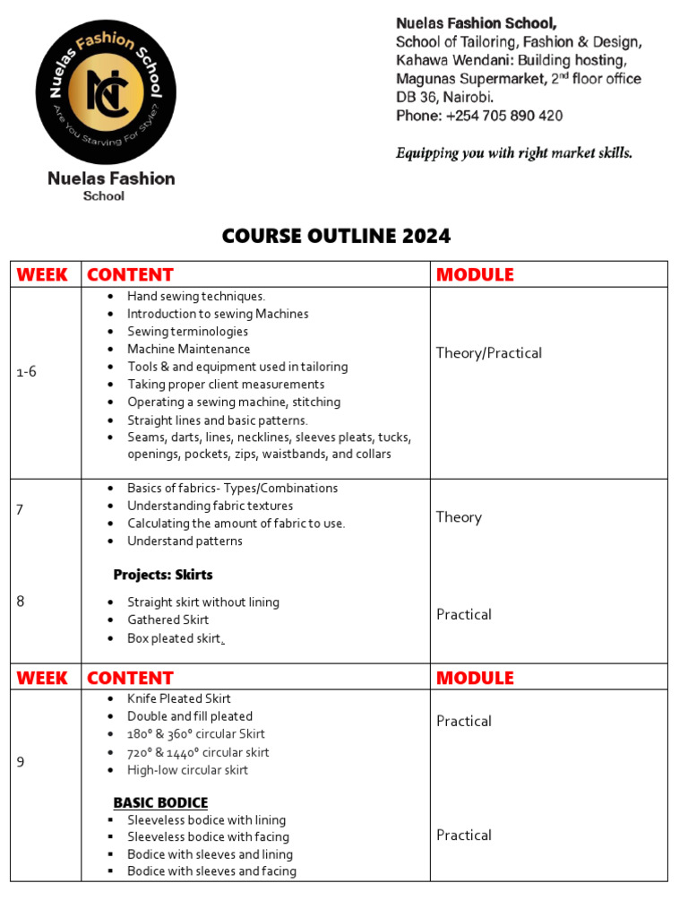Fashion Design Course Outline 2024 | PDF | Dress | Sewing