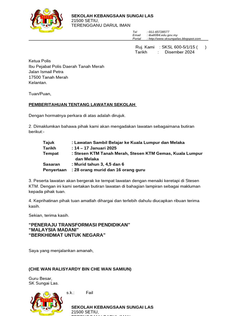 Surat Polis SKP (Lawatan) | PDF