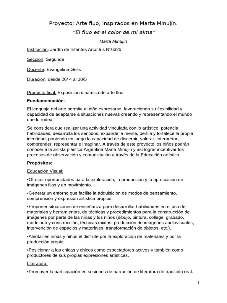 Proyecto Muestra Sobre Marta Minujin | PDF | Educación de la primera ...