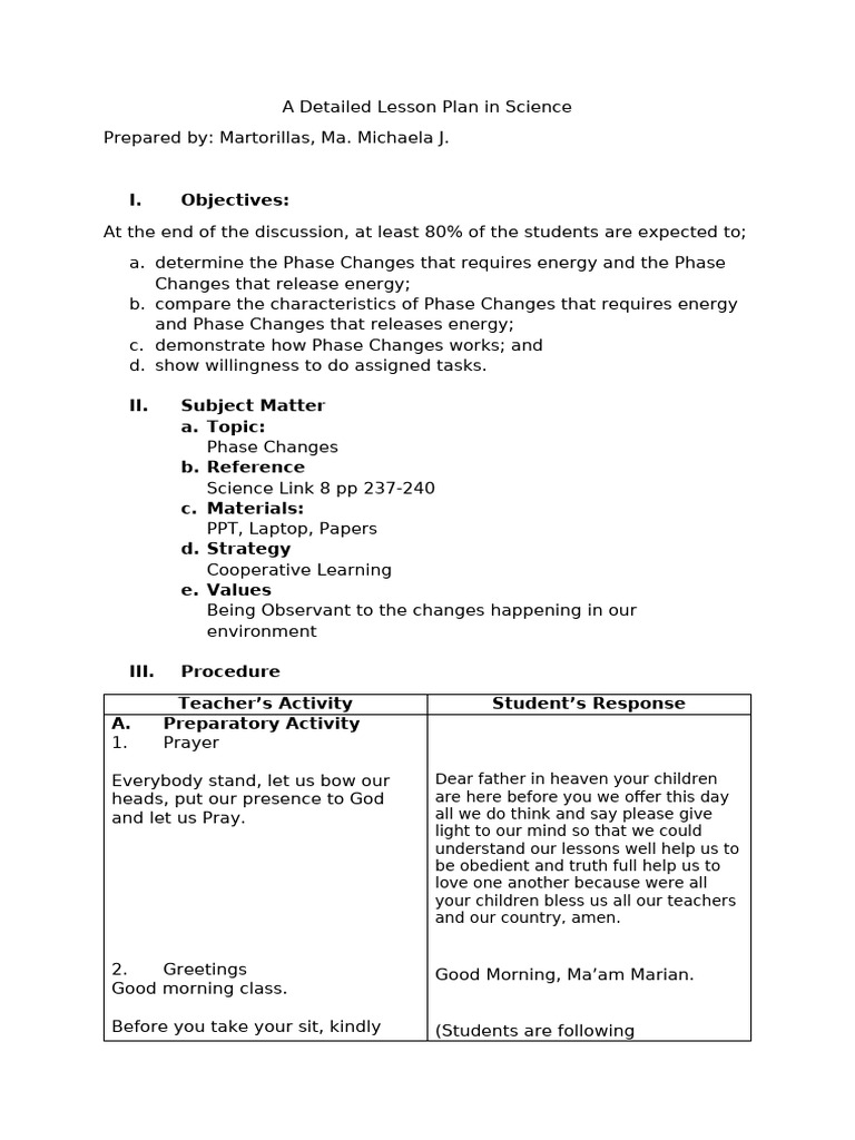 Science Lesson Plan: Phase Changes | PDF | Evaporation | Water