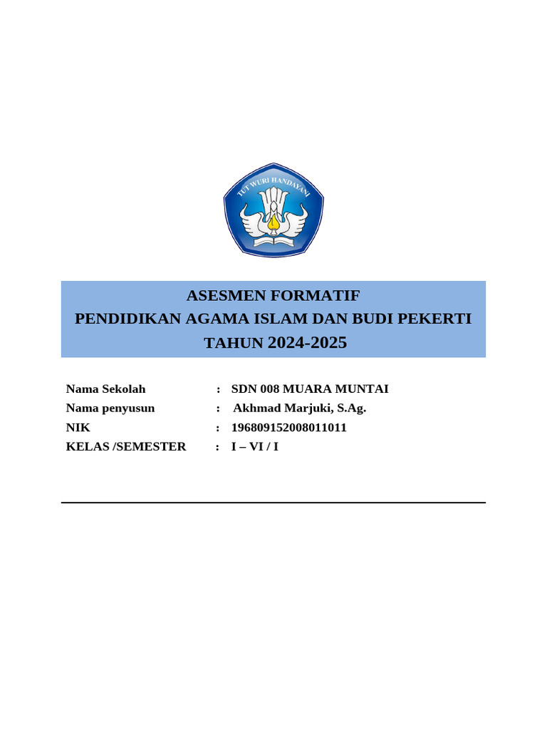 Cover Modul Ajar Pai Kelas I SMT Ganjil 2024-2025 | PDF