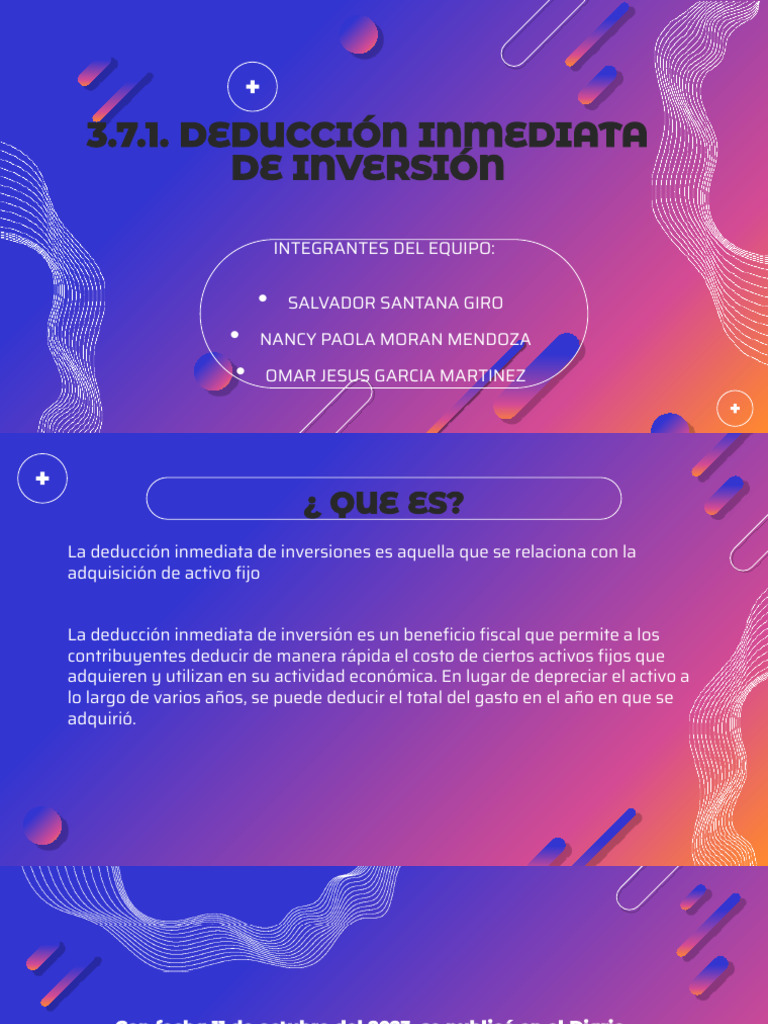 DEDUCCIÓN INMEDIATA DE INVERSIÓN | PDF | Inversiones | Impuesto sobre la renta