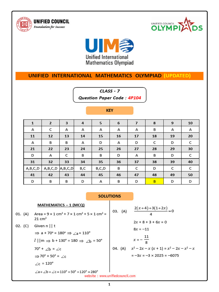 Class 7 Math Olympiad Solutions | PDF | Classical Geometry | Euclid