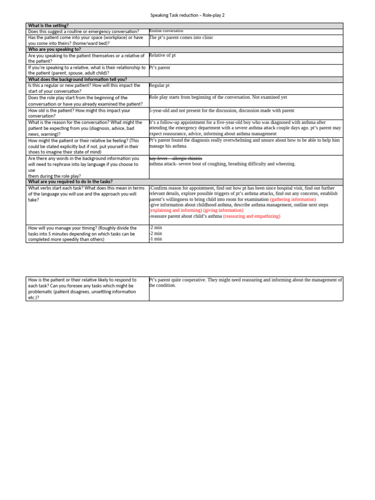 Asthma Follow-Up Role-Play Guide | PDF | Asthma | Medical Specialties