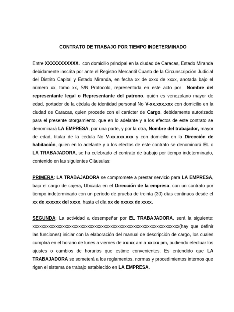 Contrato de Trabajo A Tiempo Indeterminado 2025 | PDF | Salario