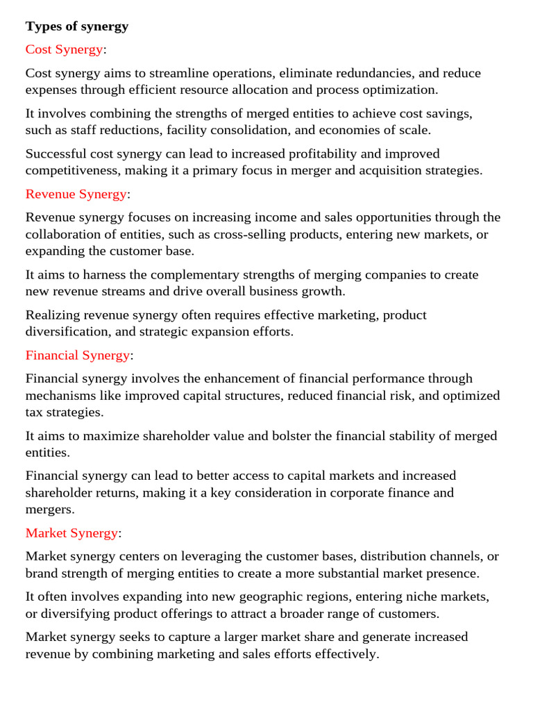 Types of synergy | PDF | Motivation | Motivational