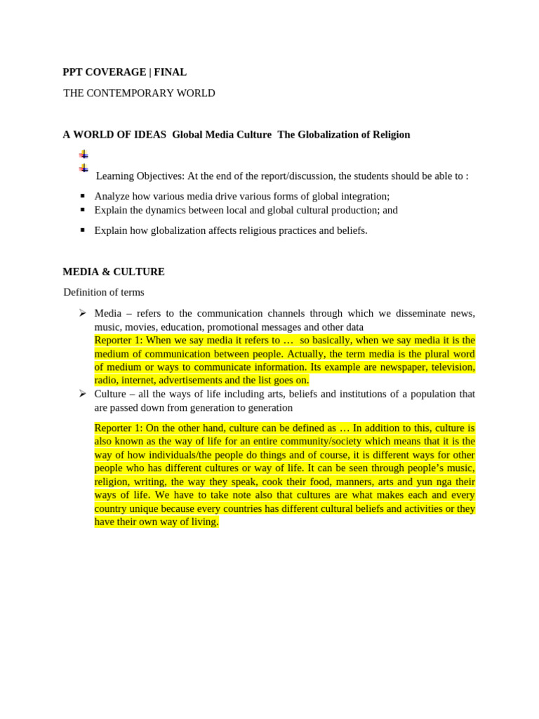 World of Ideas PPT Coverage | PDF | Globalization | Communication