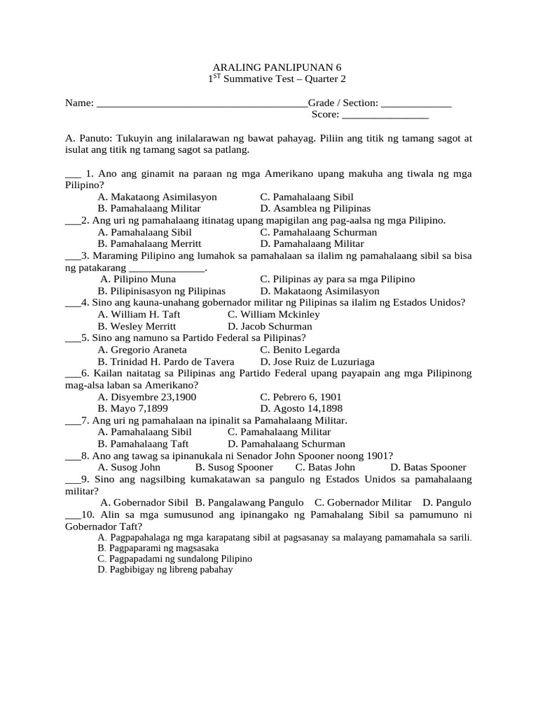 Ap6 Summative Test | PDF