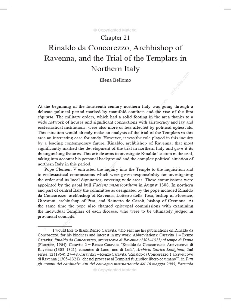 Rinaldo Da Concorezzo Archbishop of Rav | PDF | Pope | Catholic Church
