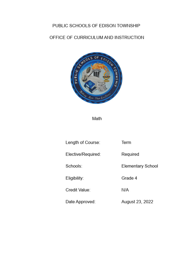 Grade 4 Math Edison Syllabus | PDF | Mathematics | Numbers