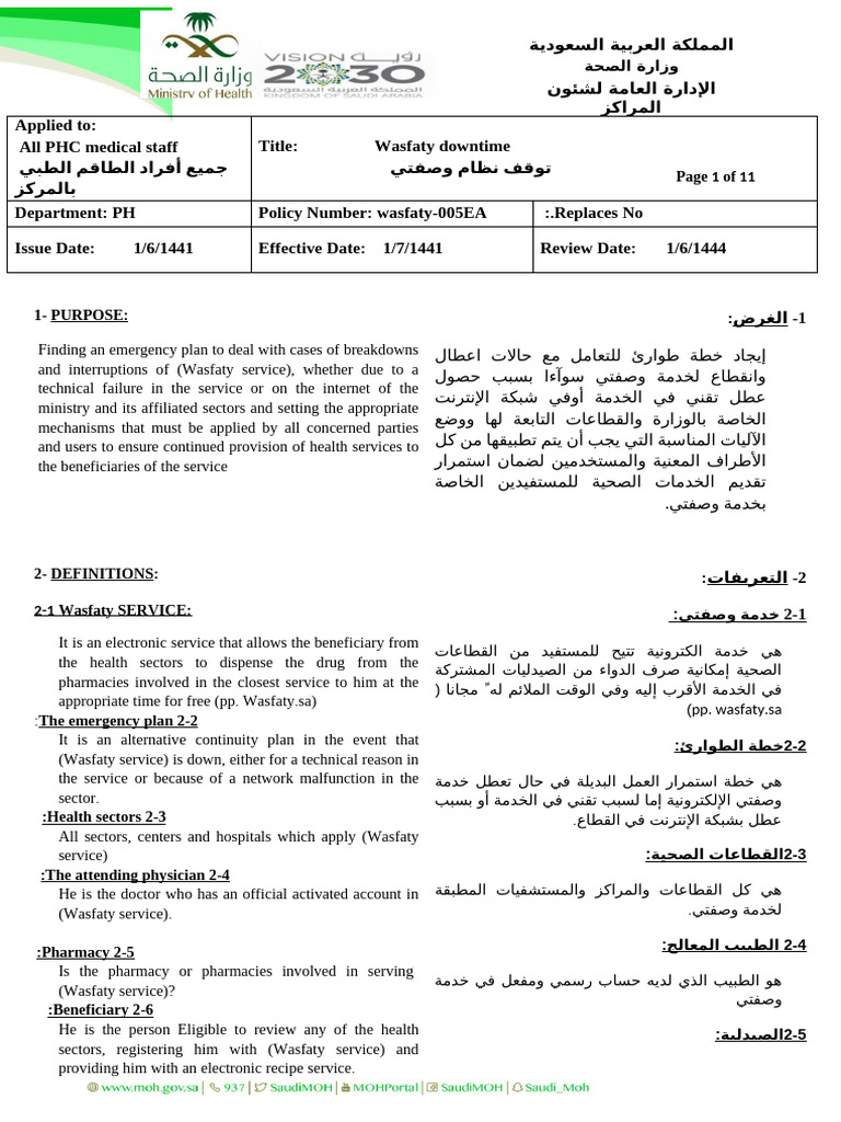 Wasfaty Downtime 1441 | PDF