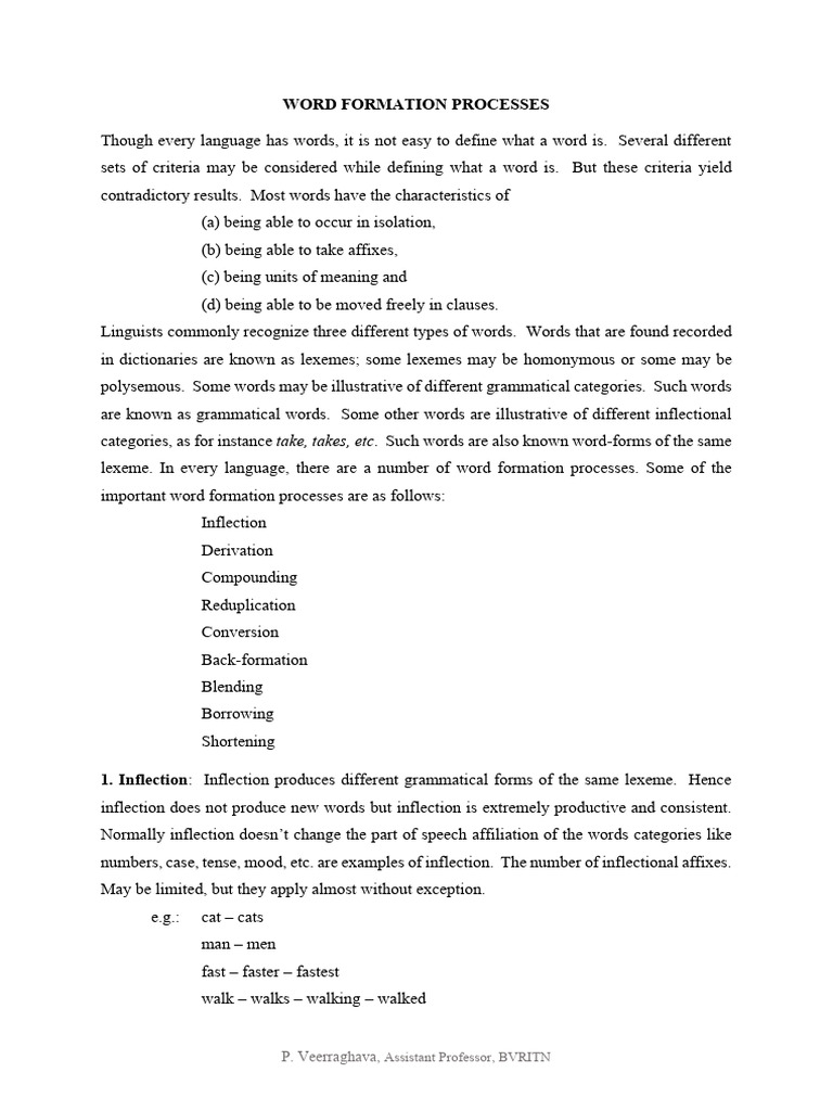 Word Formation | PDF | Word | Verb