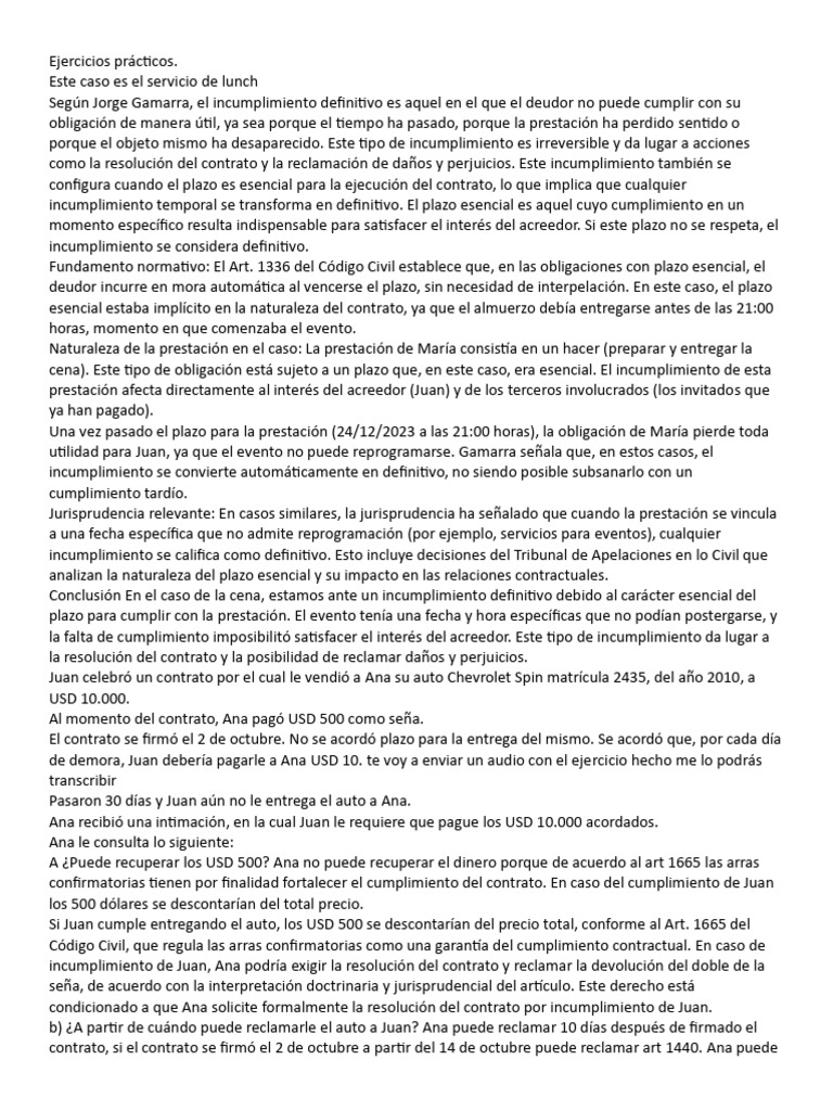 Ejercicios prÃ¡cticos | PDF | Pagos | Daños y perjuicios