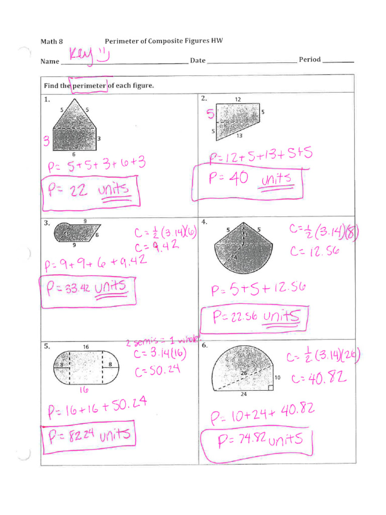Key - Classwork Perimeter | PDF
