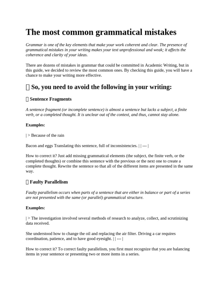 Common Grammatical Mistakes Explained | PDF | Subject (Grammar) | Comma