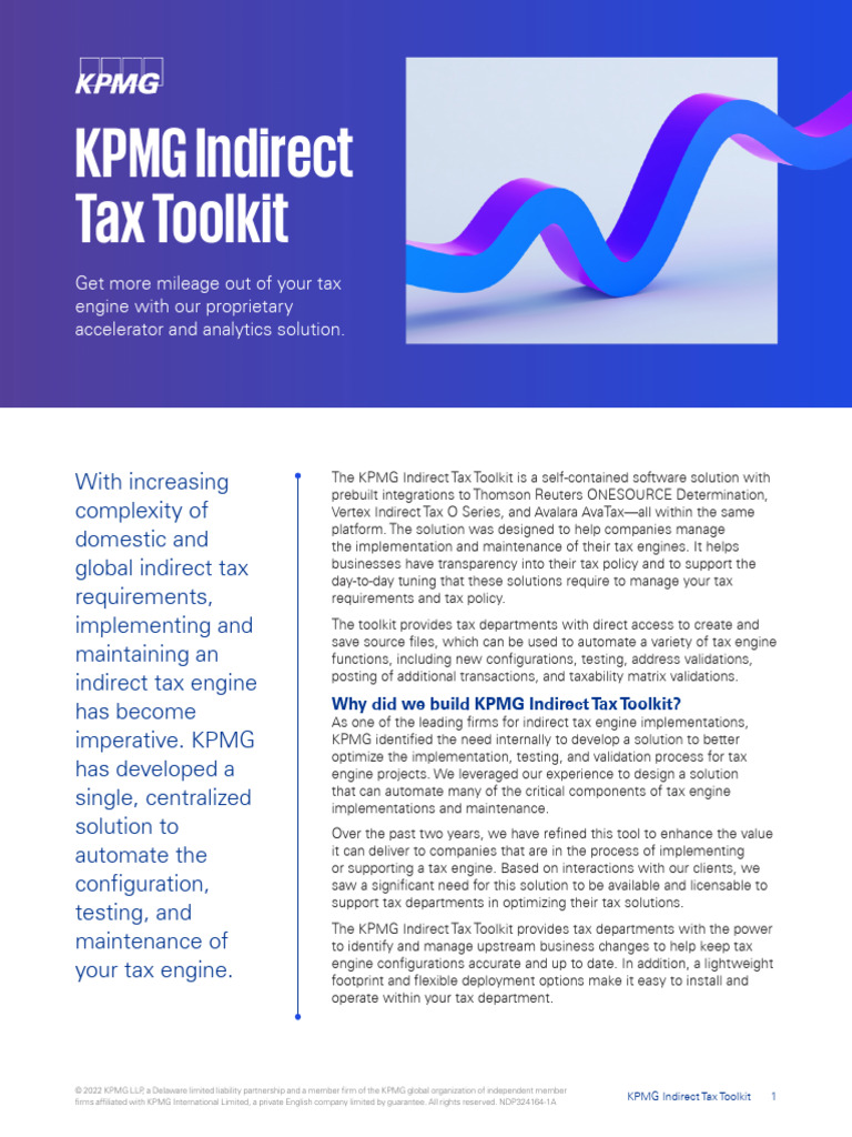 KPMG Indirect Tax Toolkit 2022 | PDF | Taxes | Matrix (Mathematics)