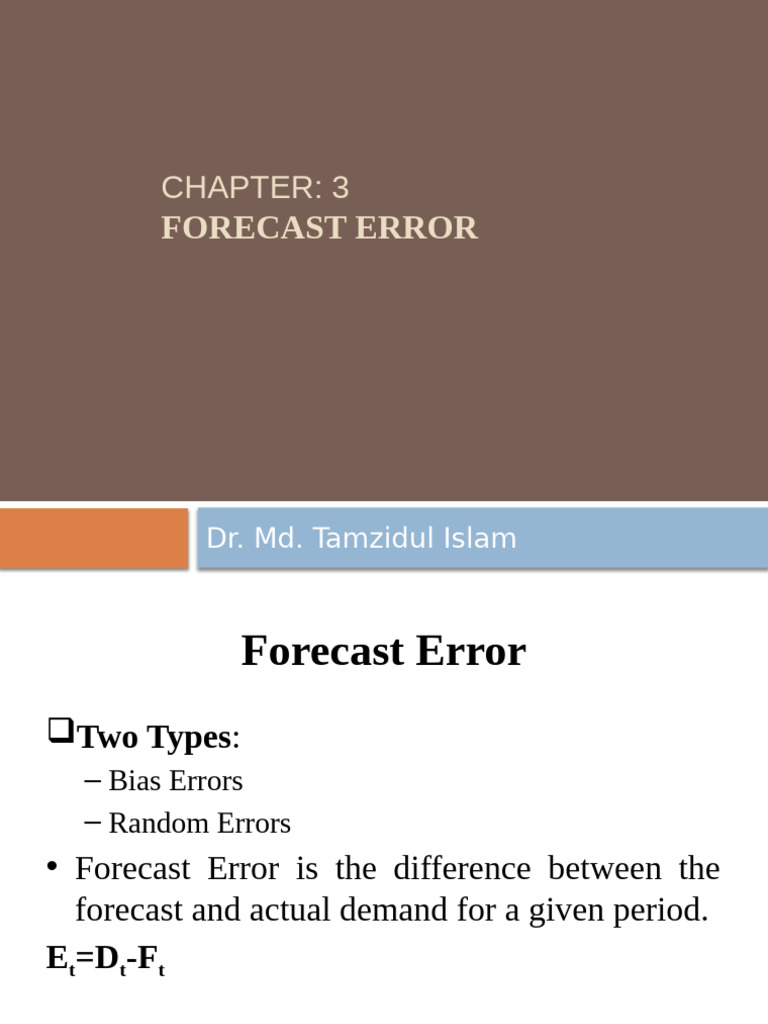 Chapter 3-Forecast Error | PDF | Errors And Residuals | Forecasting