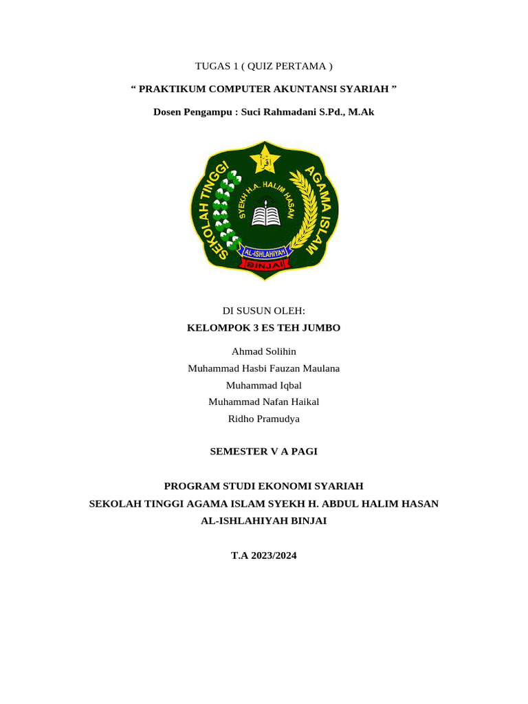 Tugas 1 Komputer Akuntansi Kelompok 3 | PDF | Debits And Credits | Expense