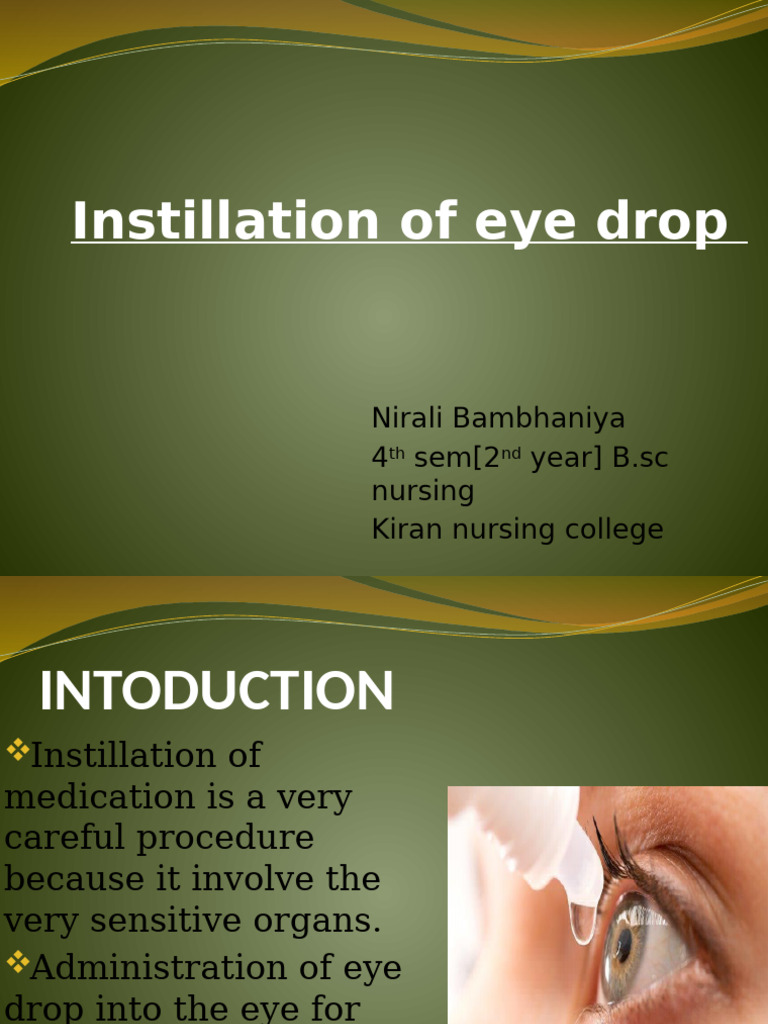 Eye Drop Instillation Procedure Guide | PDF | Allergy | Diseases And Disorders