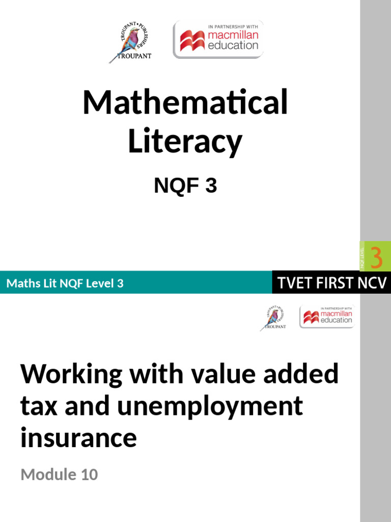 Mathematical Literacy Level 3 Module 10 | PDF | Value Added Tax ...