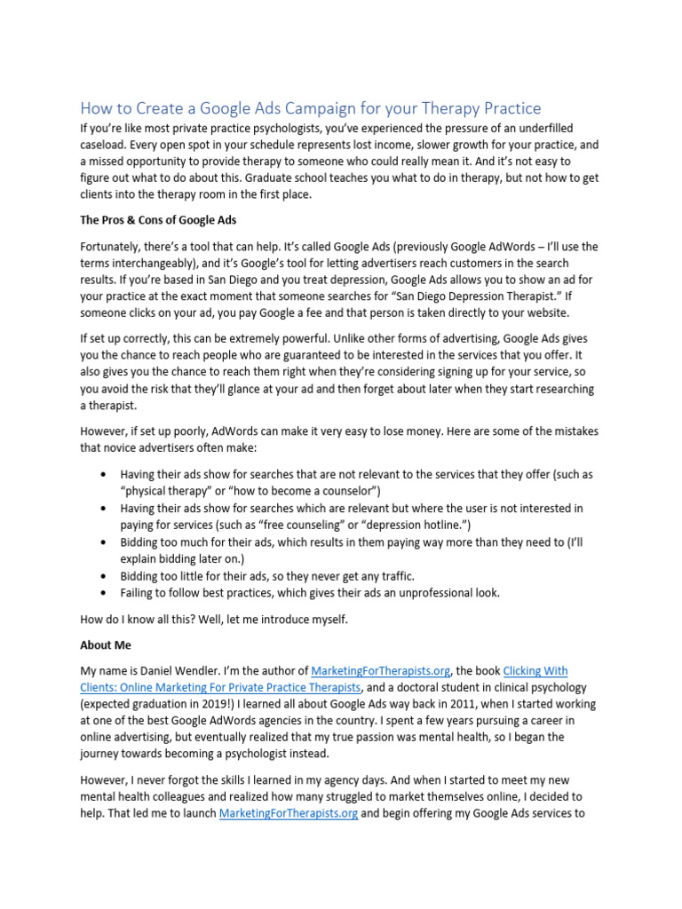 Google Ads Guide | PDF | Counseling Psychology | Psychology