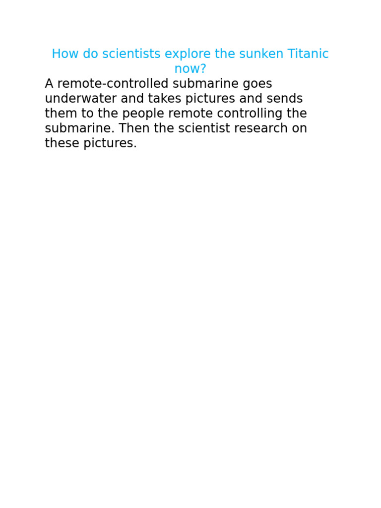 Exploring the Titanic with Submarines | PDF