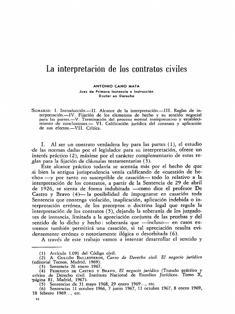 La Interpretacion de Los Contratos Civiles | PDF